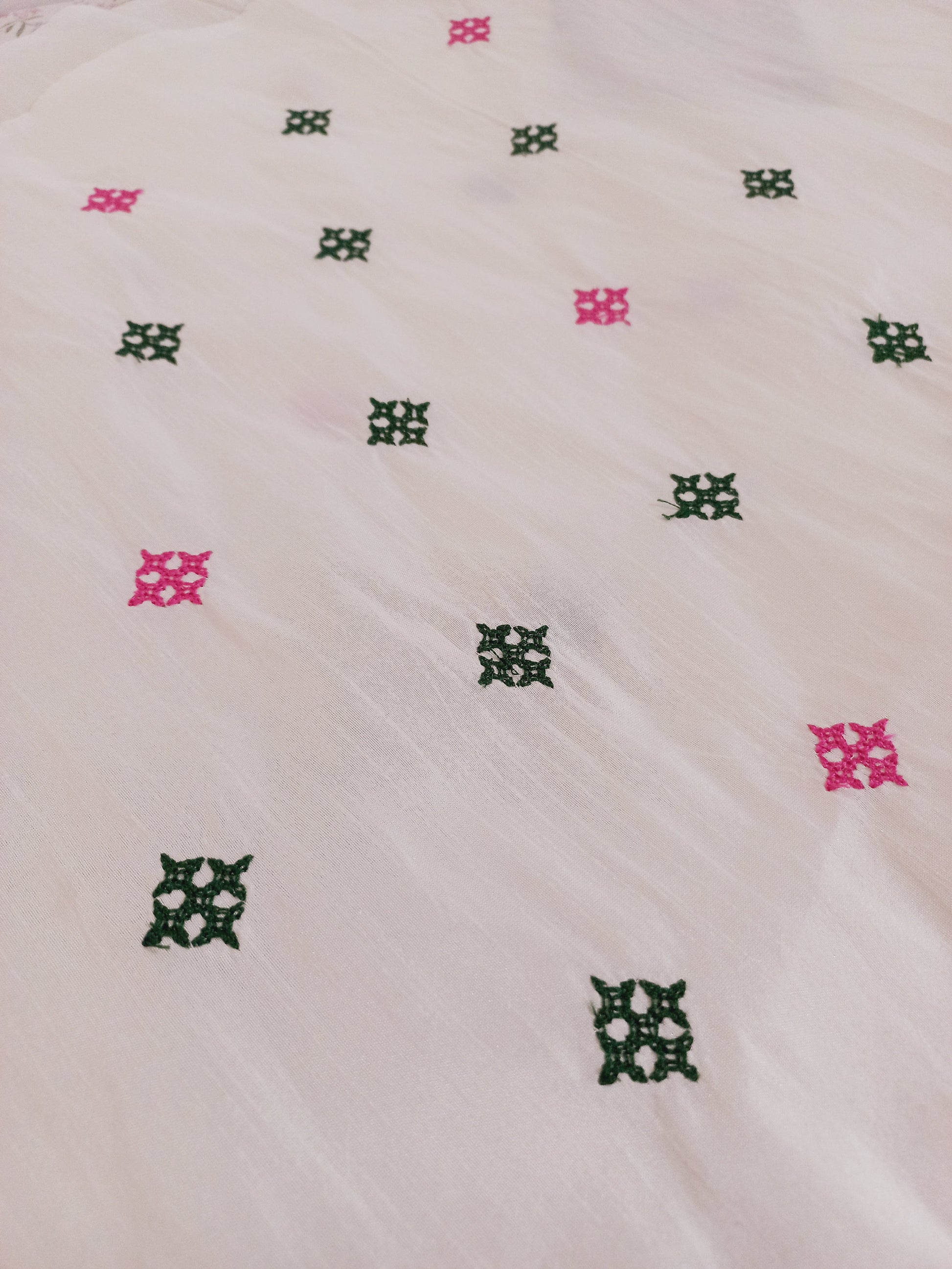 Cream Embroidered Silk Fabric Clearance Sale Alankrutha