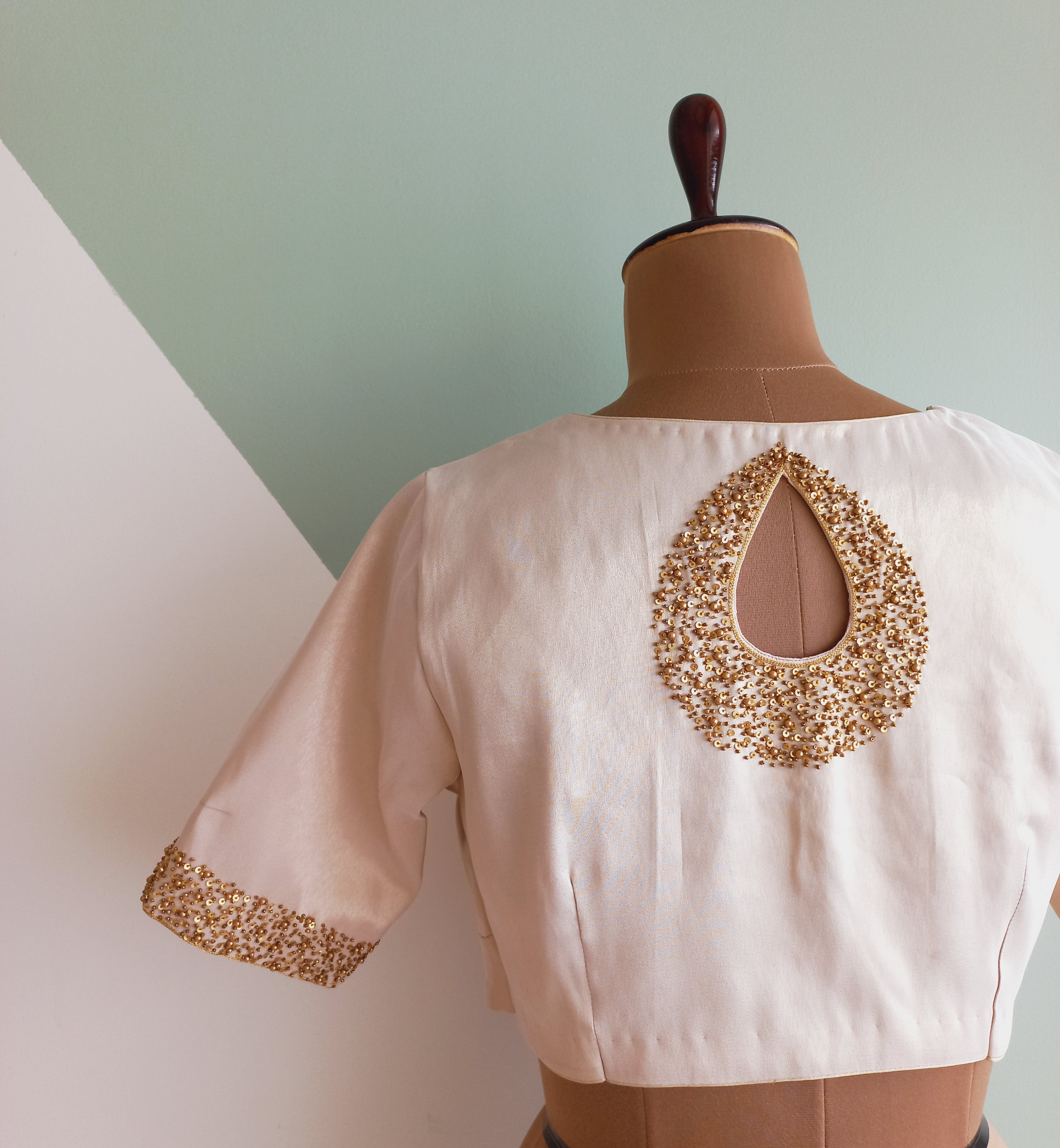 Embroidered Silver Silk Blouse - Sold- Can be Made on Pre Order ...