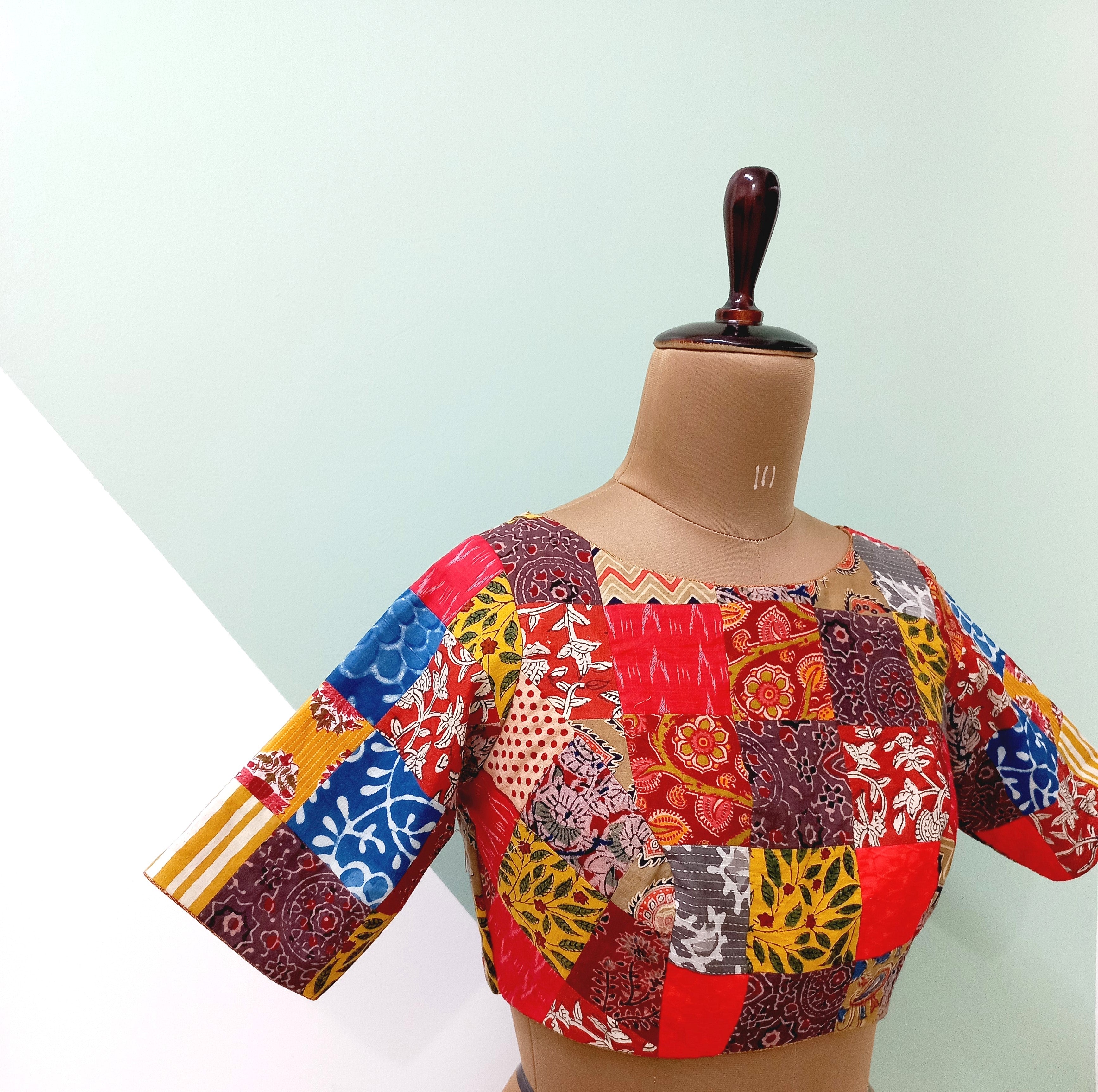 Patch Work Cotton Blouse-Alankrutha