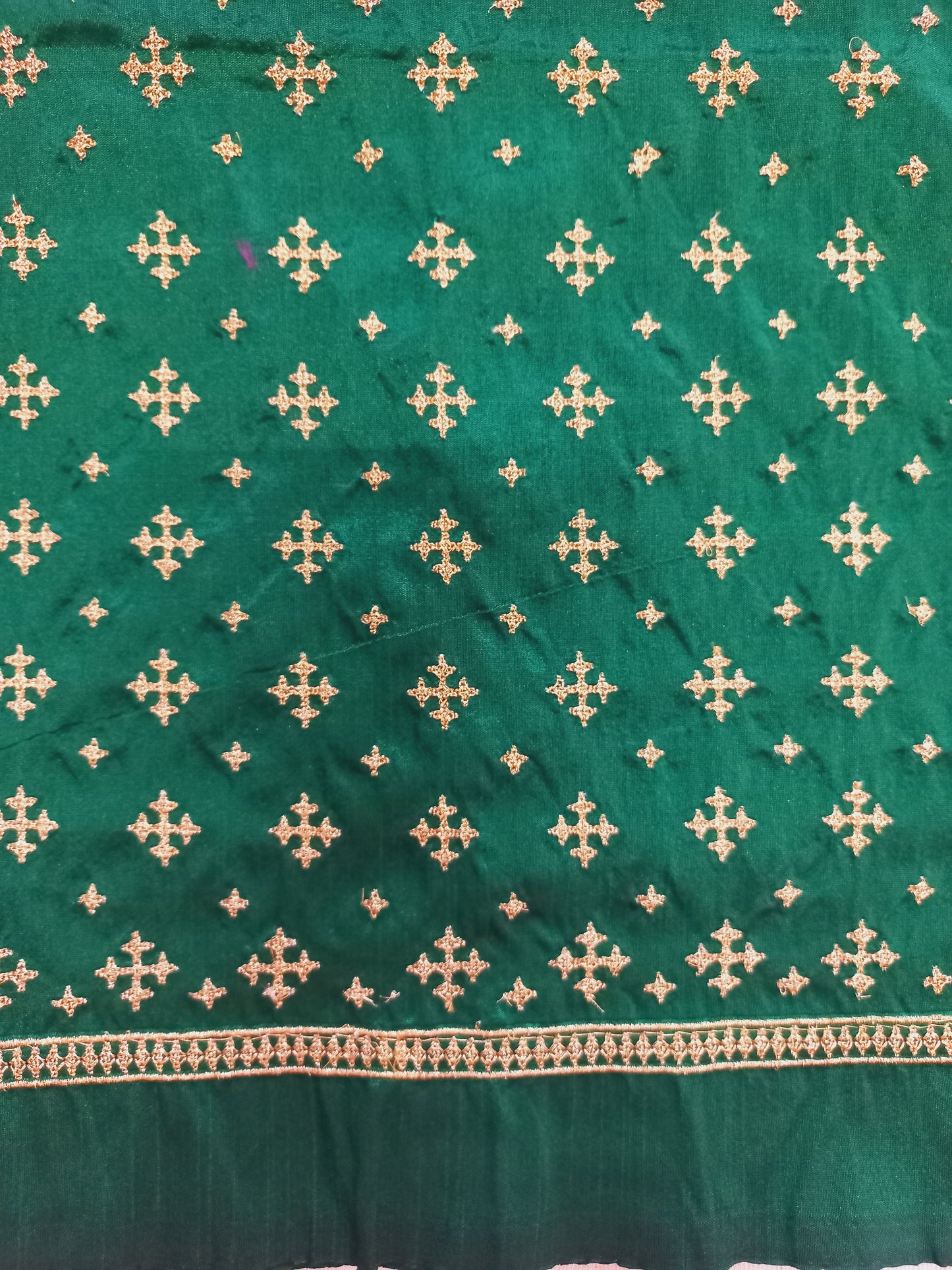 Bottle Green Kasuti Embroidered Fabric Alankrutha